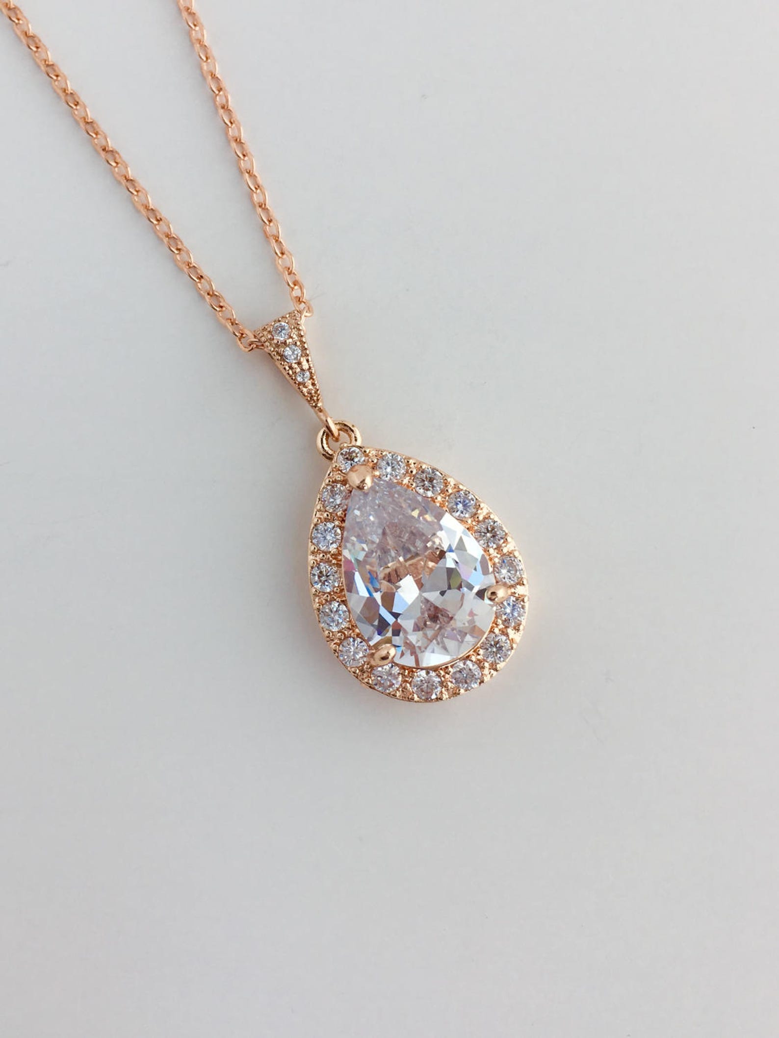 Rose Gold Bridal Crystal Set Rose Gold Wedding Cubic Zirconia - Etsy
