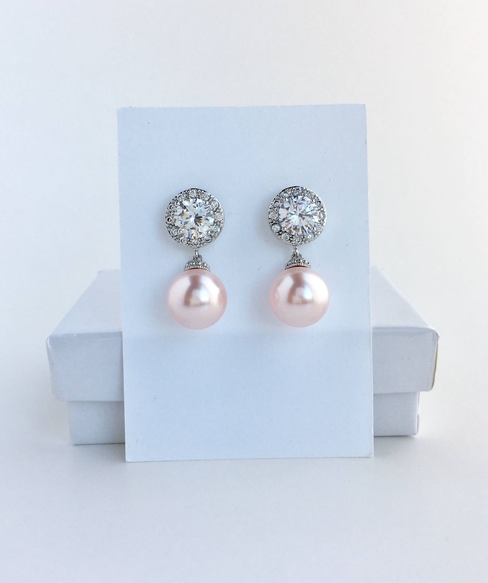 Pink Pearl Bridal Set Pink Crystal Bridal Jewelry Pink - Etsy