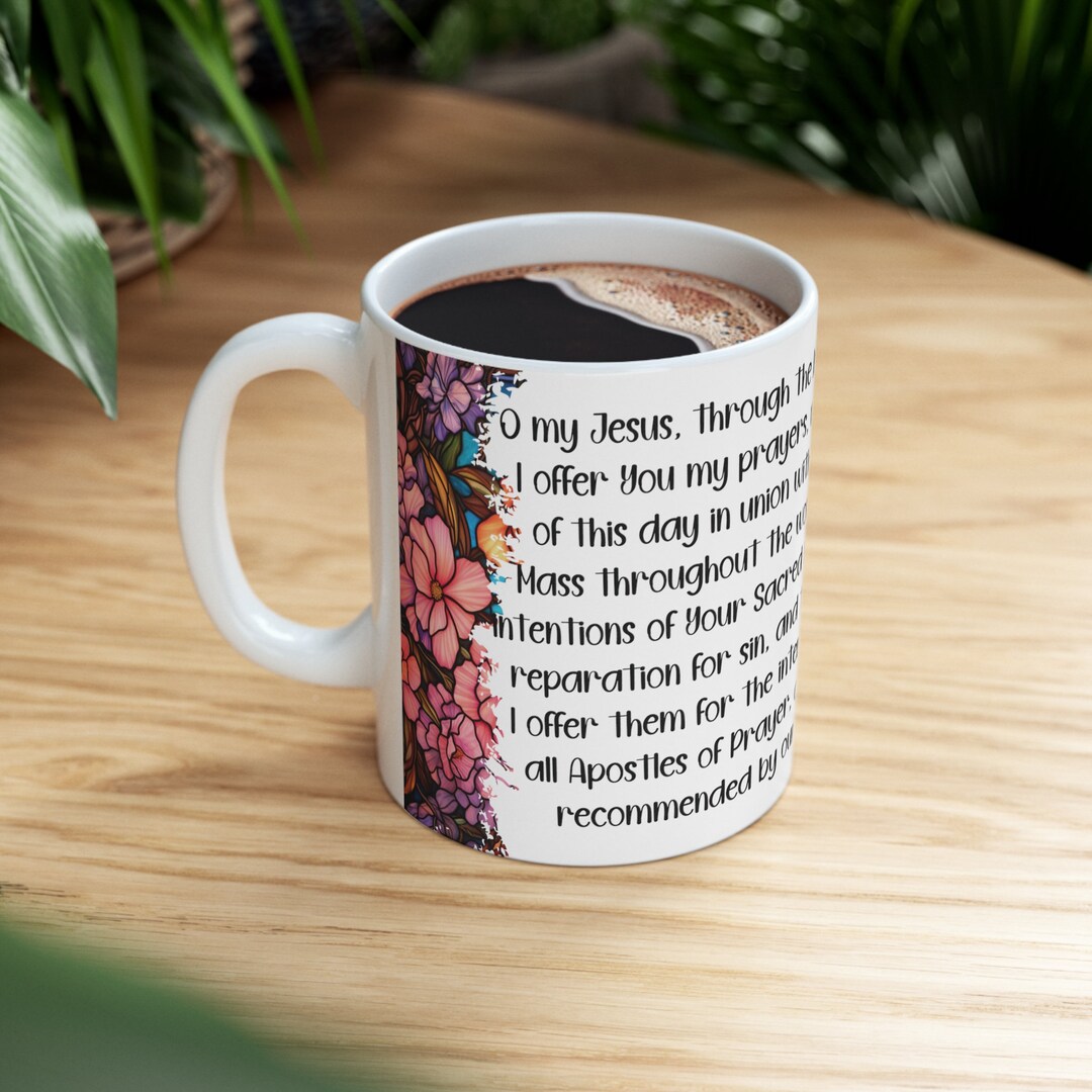 Morning Offering Catholic Floral Ceramic Mug 11oz, Catholic Mom/dad ...