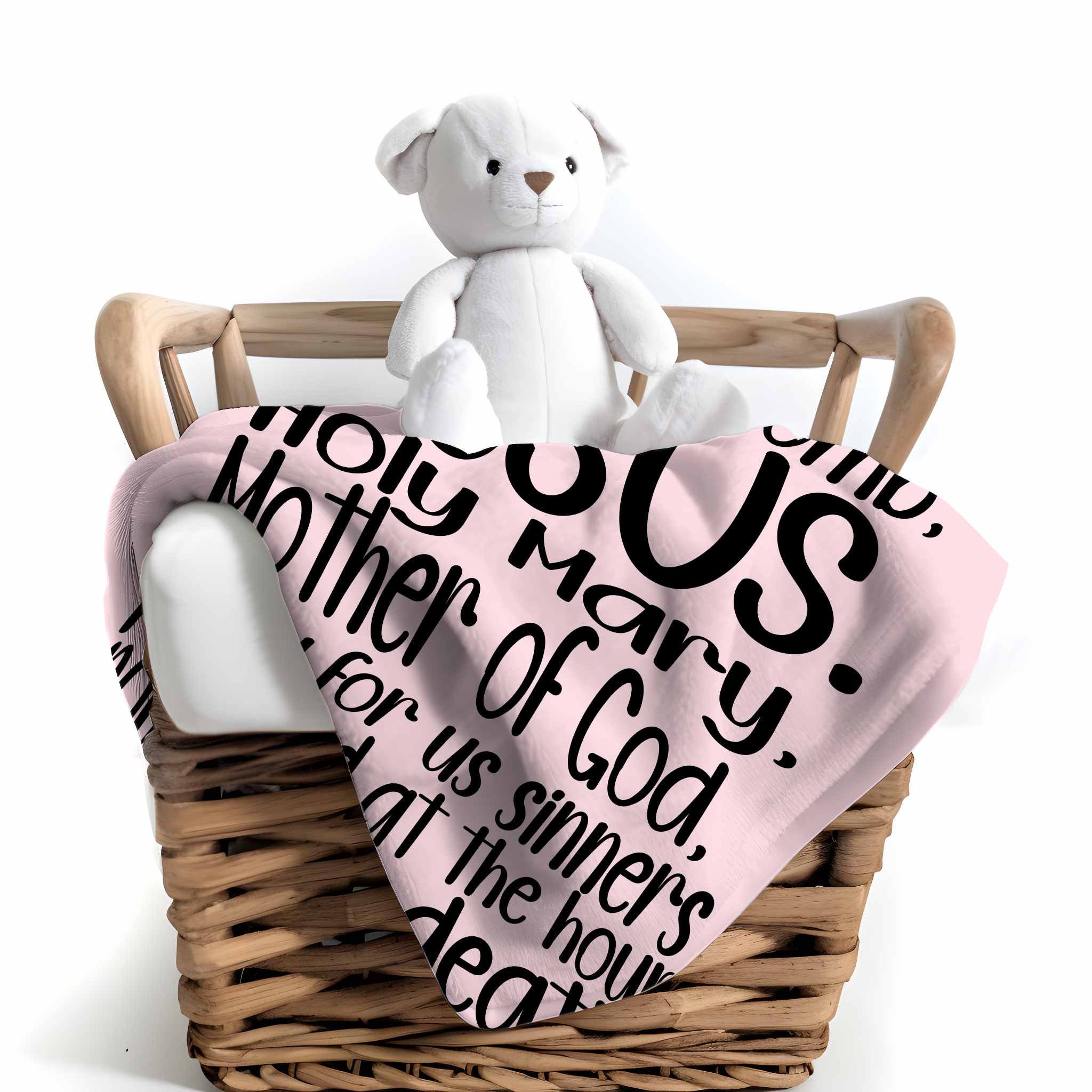 Baby Blanket Hail Mary Prayer Custom Color Velveteen Plush, Catholic ...