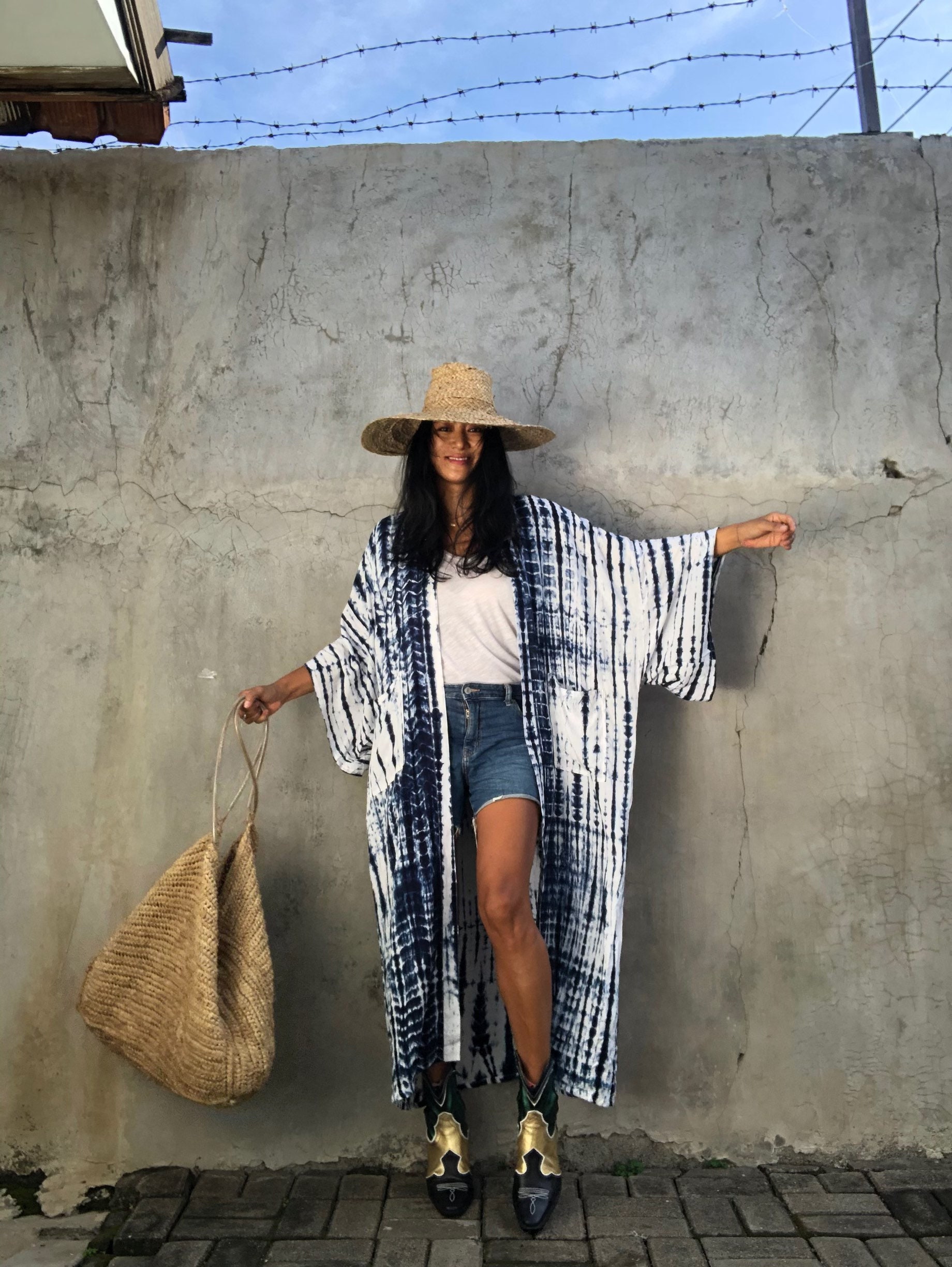 LK3/Indigo Blue Long Kimono Robe SummerUnisex KimonoTall | Etsy