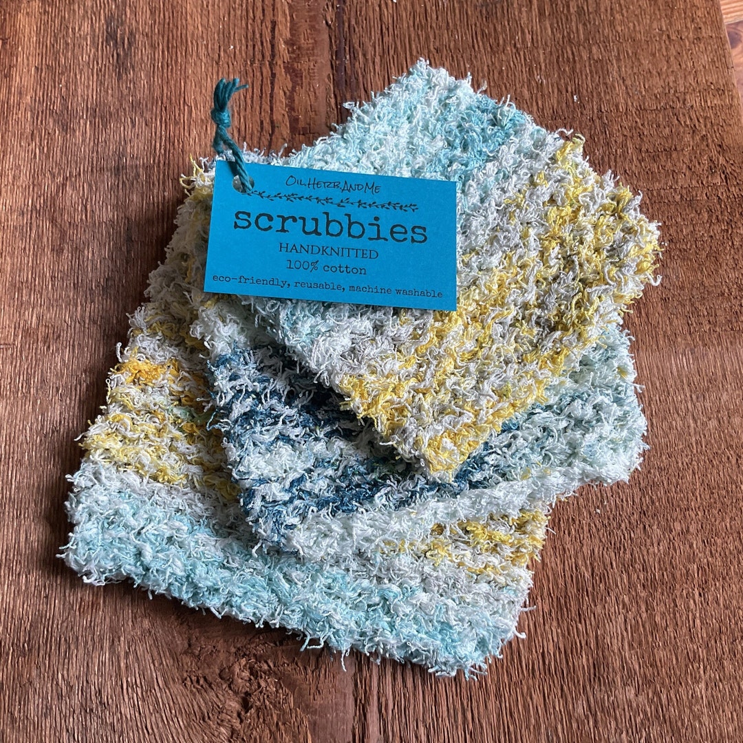 Hand Knitted Cotton Scrubbies Set: Exfoliating Dish & Face Cloths - Etsy
