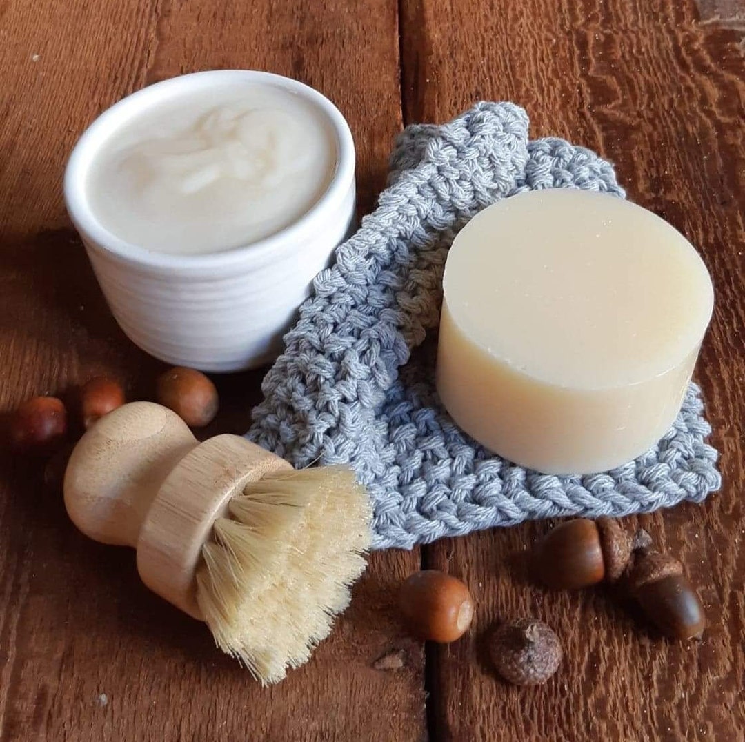 Handmade Dish Soap Bar in Ceramic Bowl, Soap Refill, Cotton Wash Cloth ...