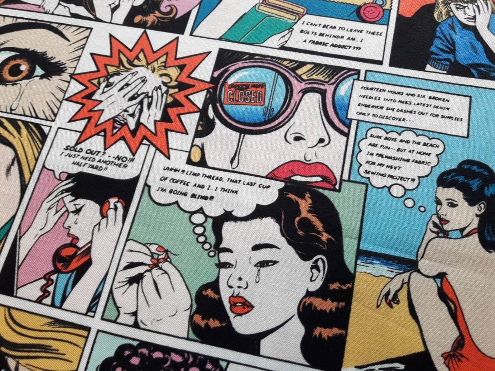 Sewing Sorrows Fabric Comic Strip Style Modern Sewing Woes - Etsy