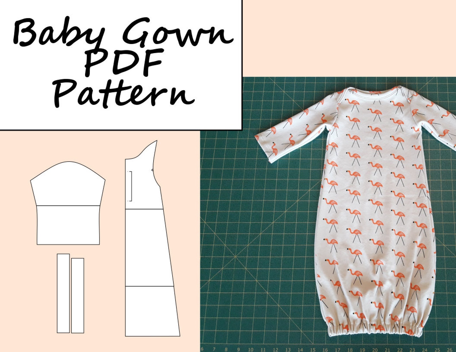 Baby Gown PDF Sewing Pattern, Digital Download, Infant Gown, Newborn ...