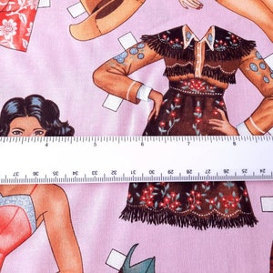 Paper Pin-ups Pink Fabric, Paper Doll Fabric, Pin up Girls, Retro 1940s ...