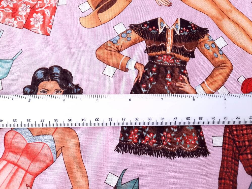 Paper Pin-ups Pink Fabric Paper Doll Fabric Pin up Girls | Etsy