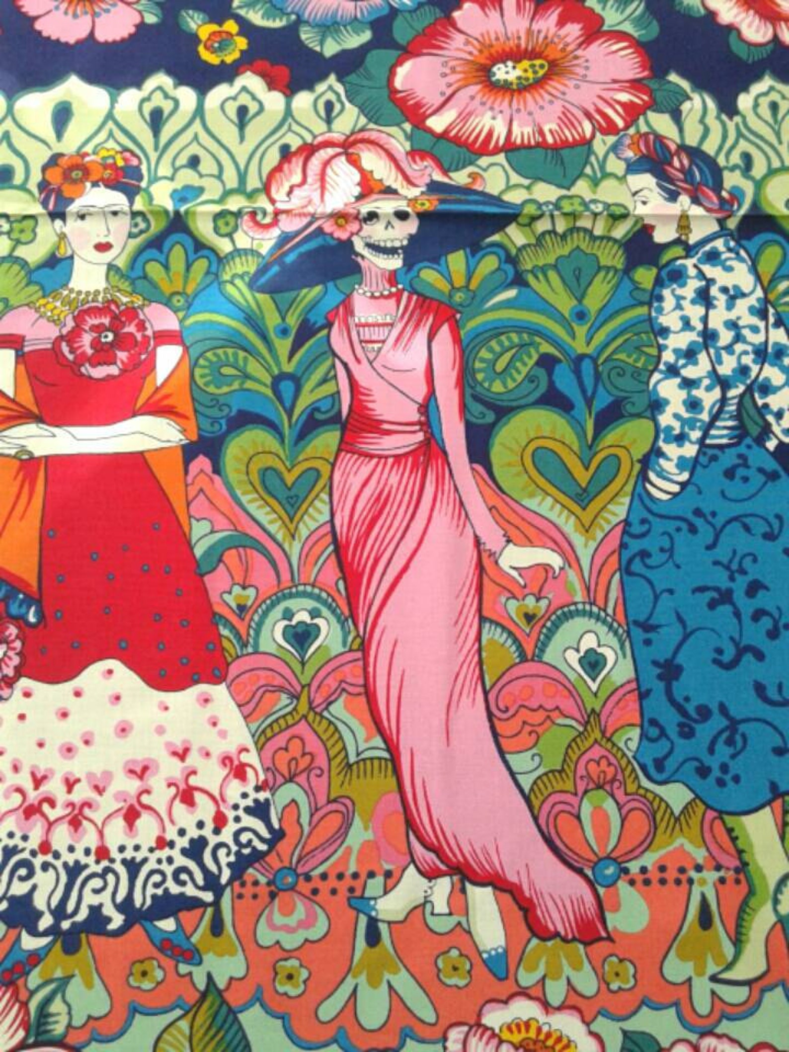 Frida Fabric La Catrina Marine ALL FIGURES Foklorico - Etsy