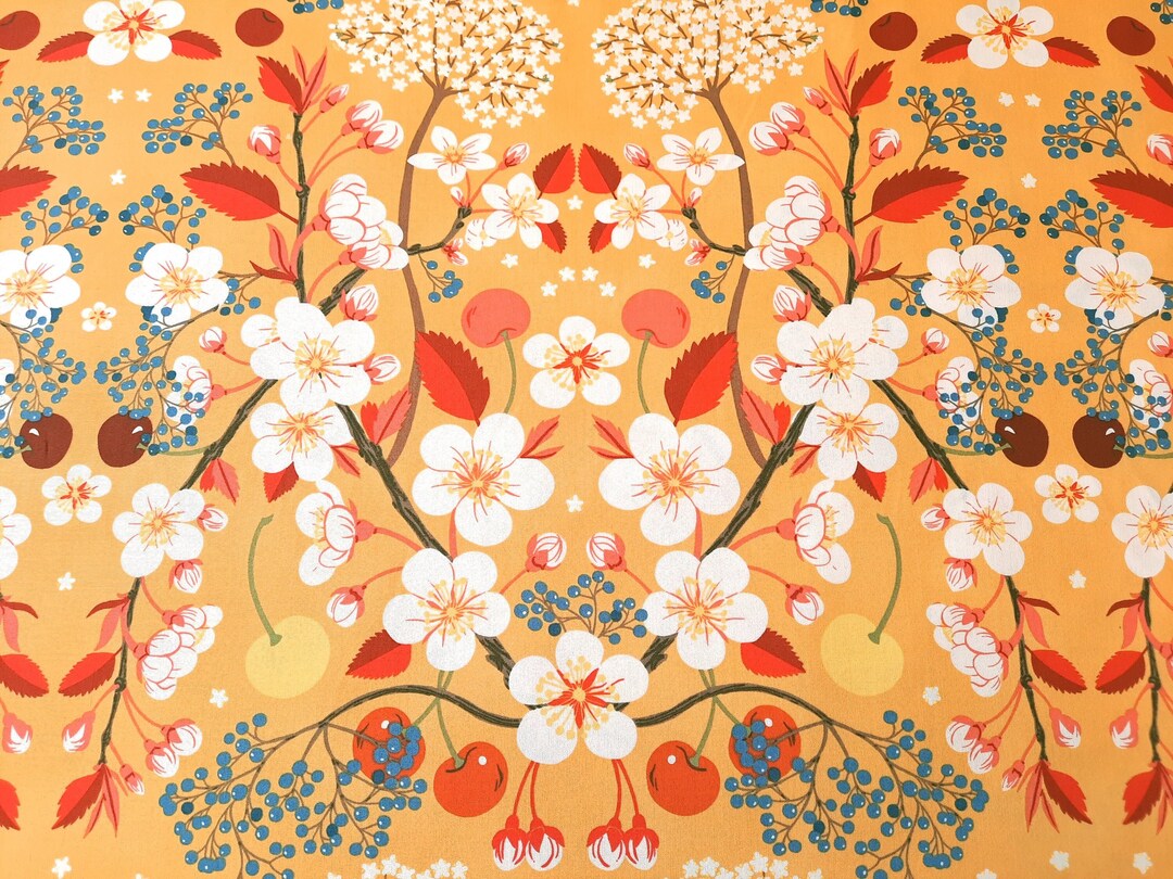 Bloom, Organic Cotton Poplin Fabric, Flowering Trees, Birch Fabrics ...