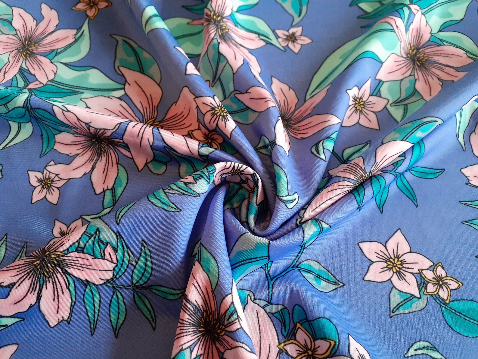 Periwinkle Blue With Pink Tropical Floral Swimsuit Activewear - Etsy