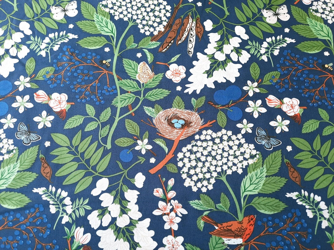 Night Flowering Trees, Organic Cotton Poplin Fabric, Birch Fabrics ...