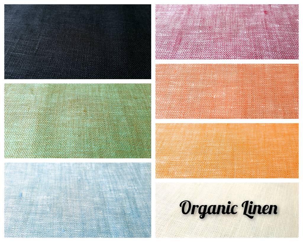 Organic Linen Fabric Yarn Dyed Linen in Cream Golden Coral | Etsy