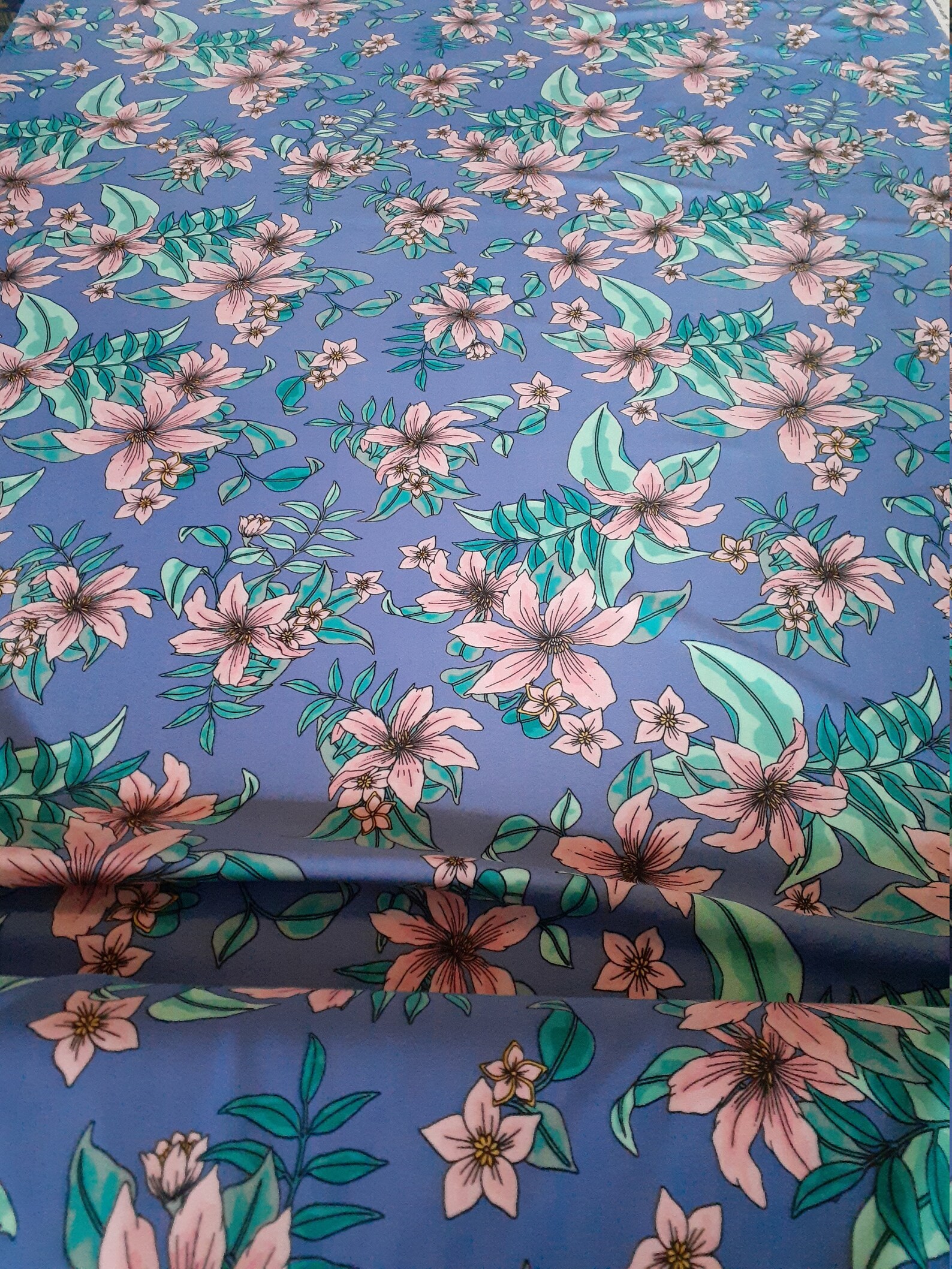 Periwinkle Blue With Pink Tropical Floral Swimsuit Activewear - Etsy