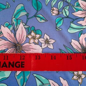 Periwinkle Blue With Pink Tropical Floral Swimsuit Activewear Fabric ...
