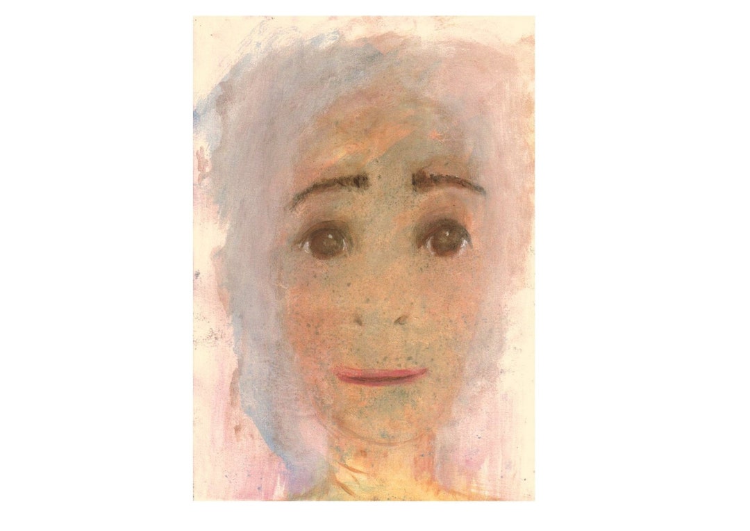 Girl Portrait, Soft Woman, Original Pastel, Pink Beige, Moving Face ...