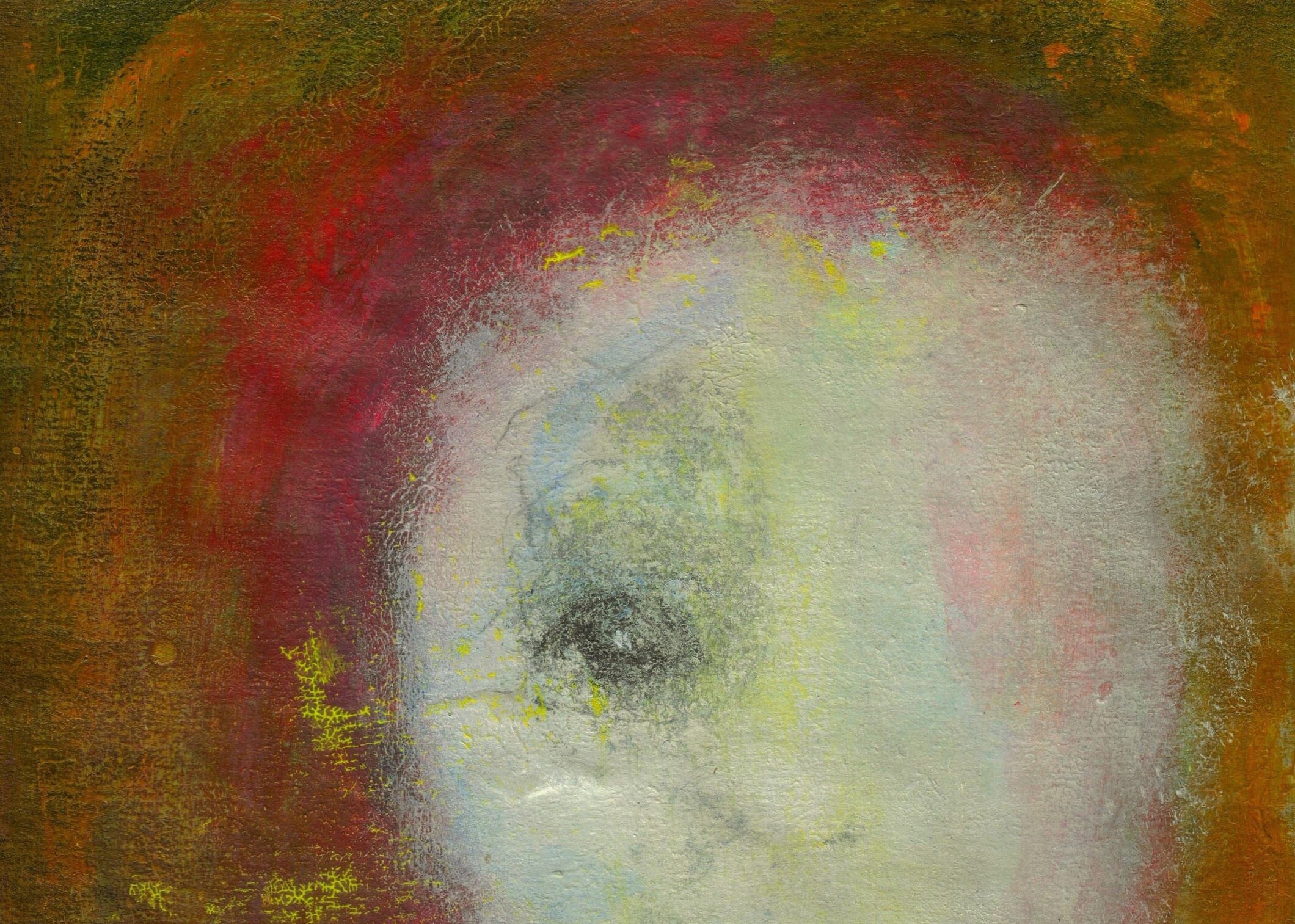 One-eyed Face, Odd Nude Portrait, Surreal Fairy, Original White Yellow ...