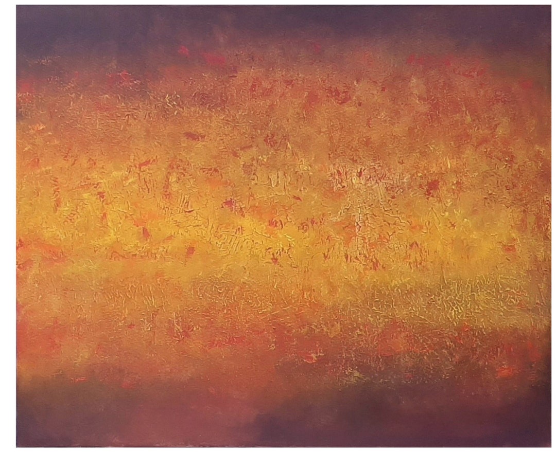 Original Abstract Painting, Burnt Orange Yellow Brown, Textured Warm ...