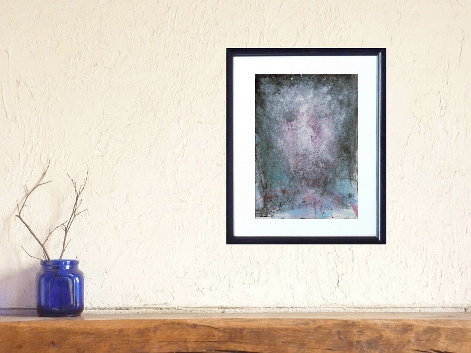 Erased Face, Blue White Grey, Original Faceless Painting, Odd Portrait ...