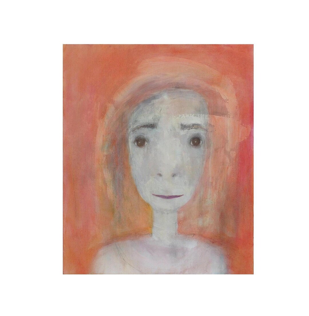 Boy Face, Sad Child Portrait, Soft Apricot, Sketch Original, Whimsical ...