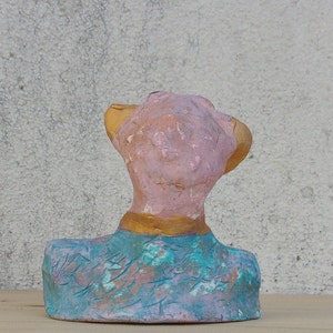 Funny Bust Creature, Original Clay, Turquoise Blue Gold, Whimsical ...