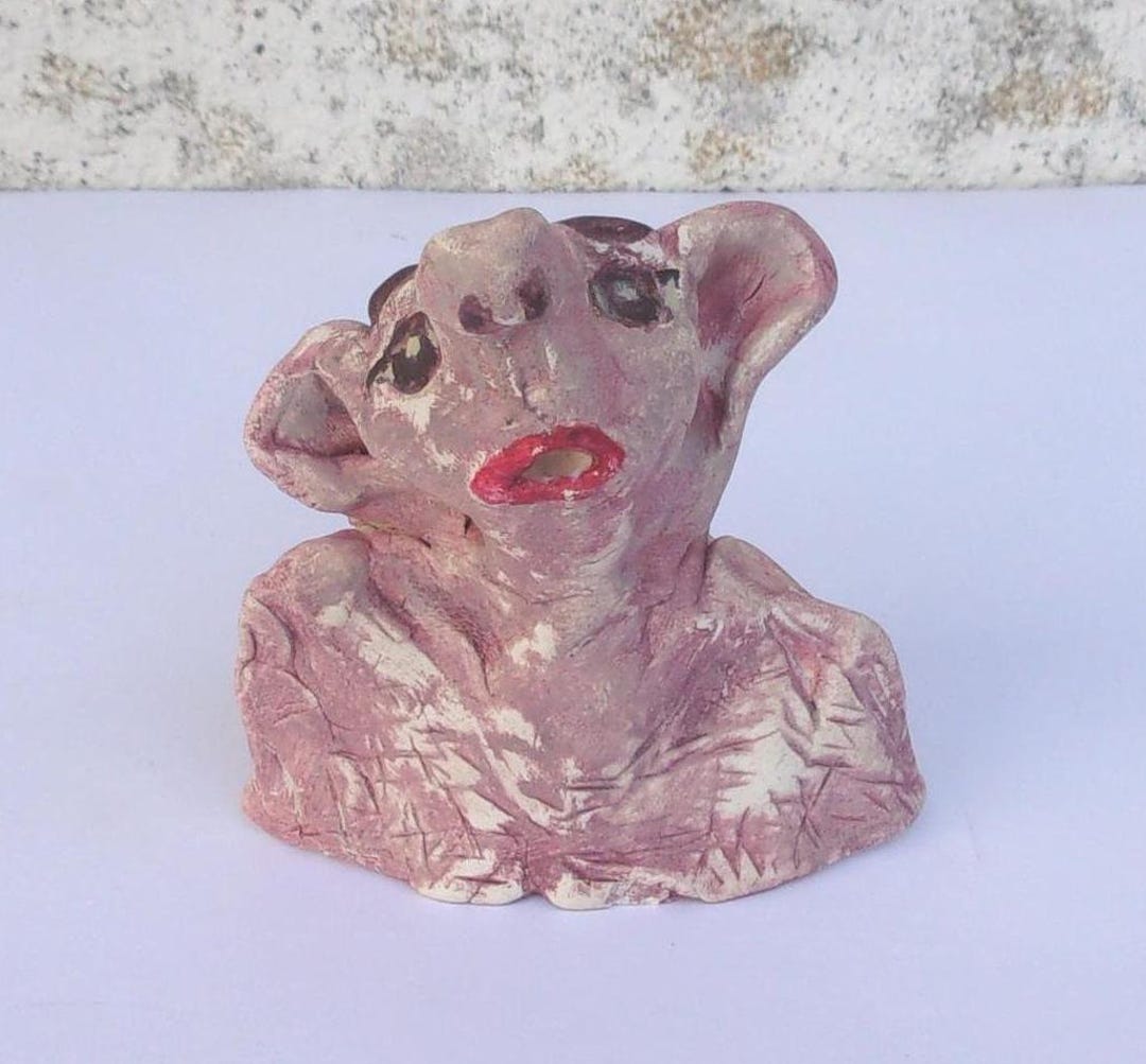 Original Clay Bust, Sad Monster, Whimsical Animal, Raw Creature, Cute ...