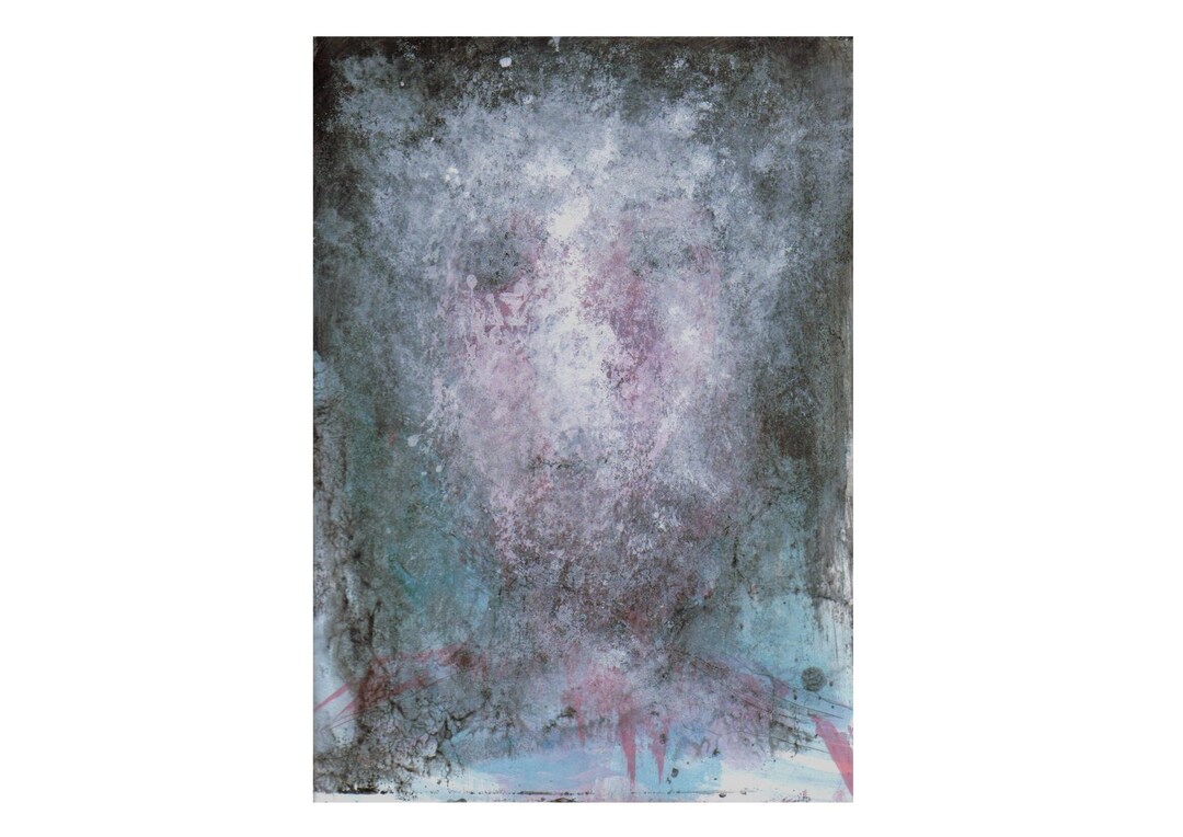 Erased Face, Blue White Grey, Original Faceless Painting, Odd Portrait ...
