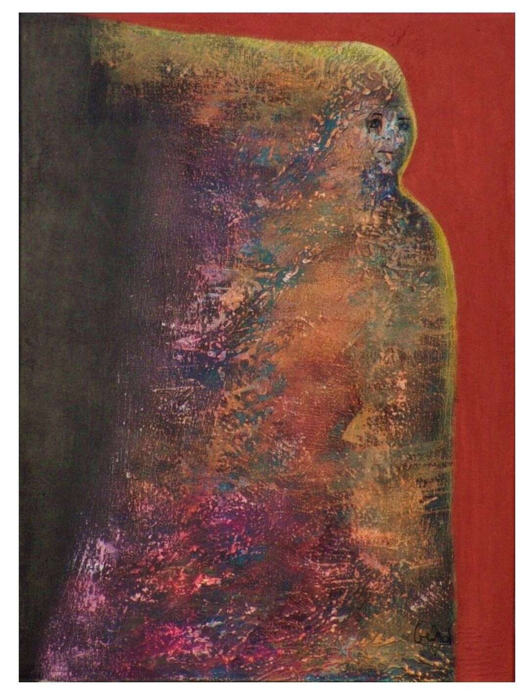 Textured Girl Figure Painting Black Brown Orange Yellow - Etsy