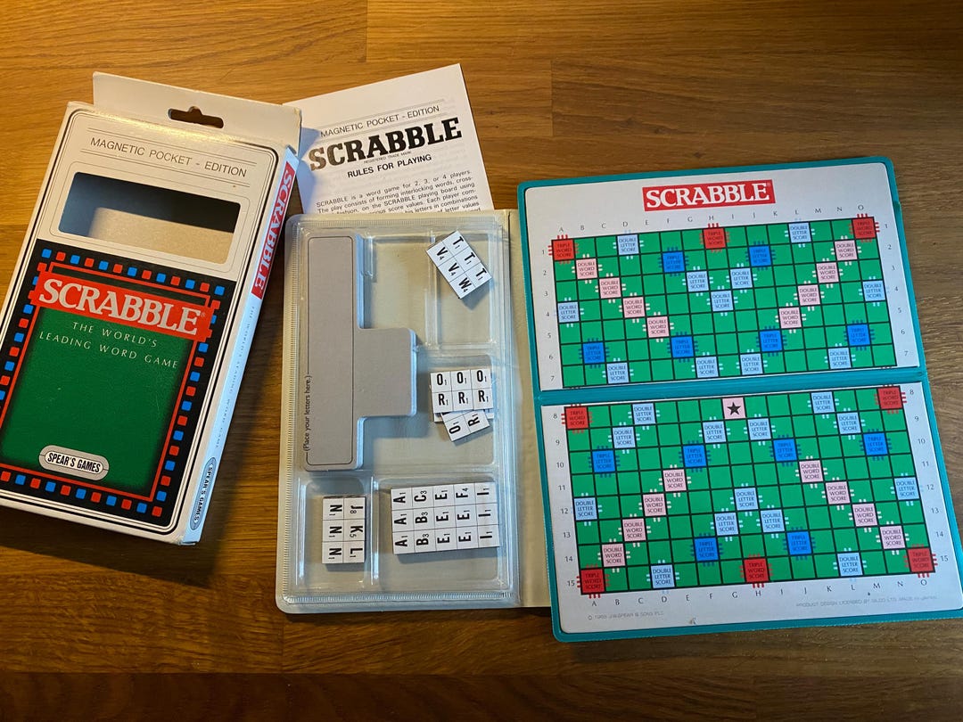 Vintage Magnetic Travel Pocket Scrabble Board Game - Unused Condition ...