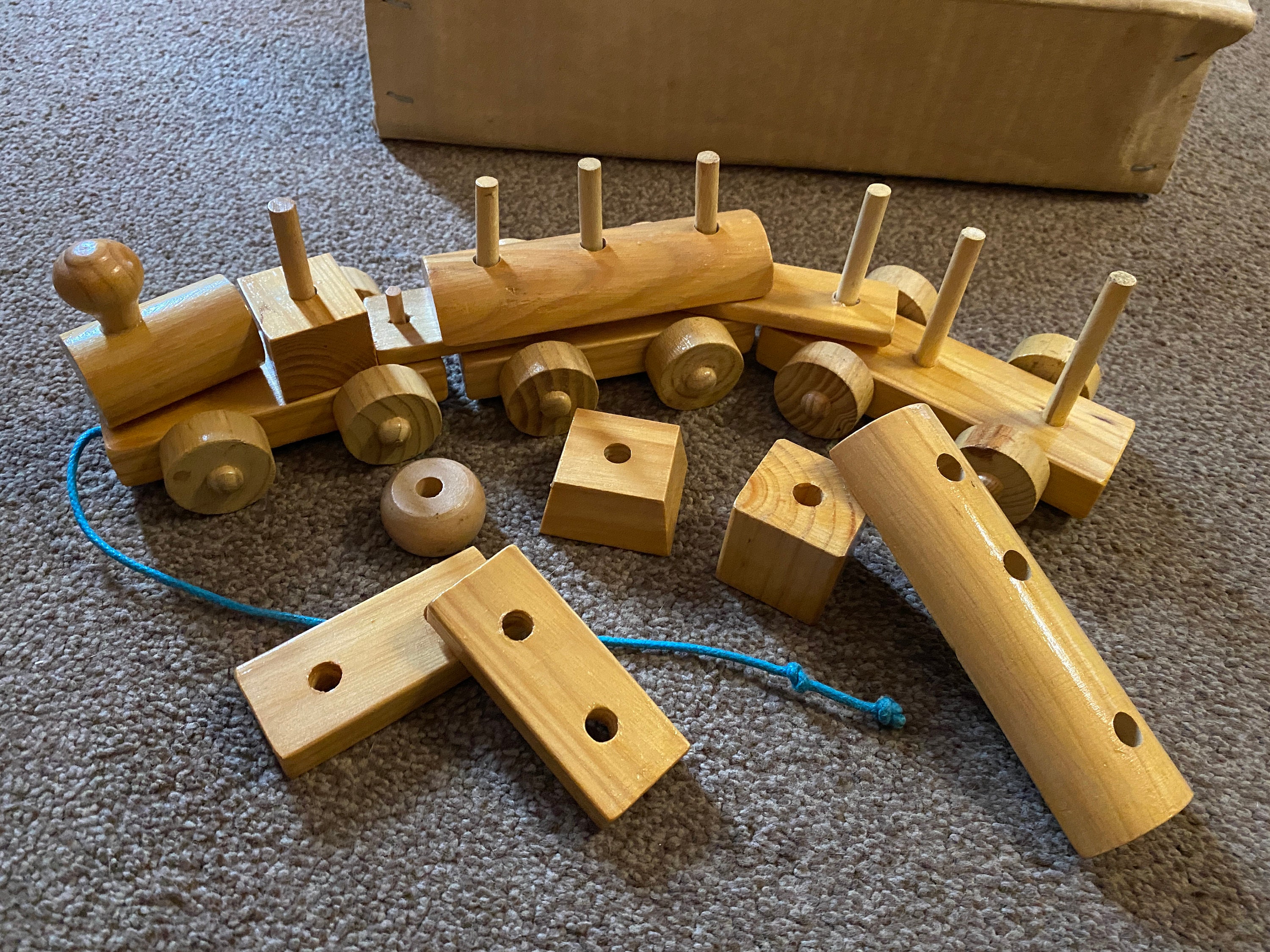 Vintage Wooden Pull Along Stacking Train Set With Interchangeable ...