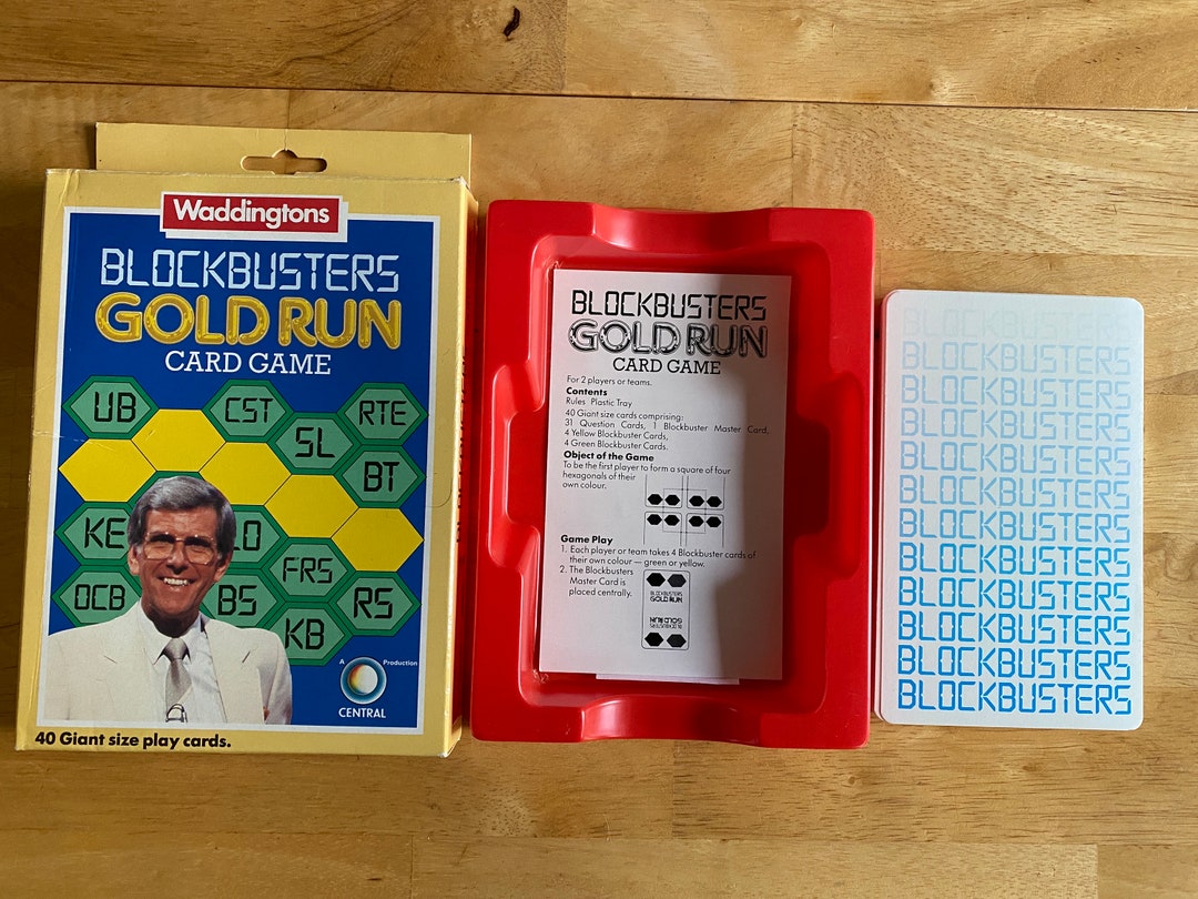 Vintage Blockbusters Gold Run Card Game Waddingtons Travel Pocket ...
