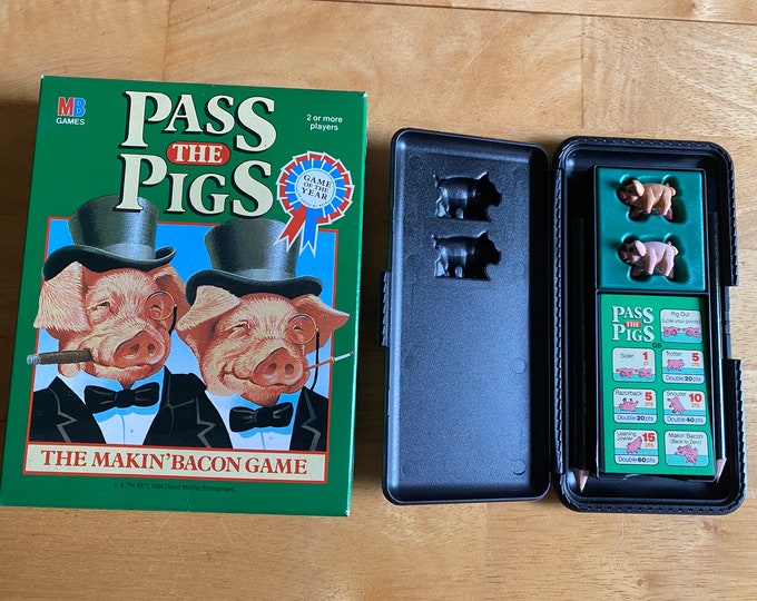 Vintage Pass the Pigs Travel Game - MB Games 1984 - the Making Bacon ...