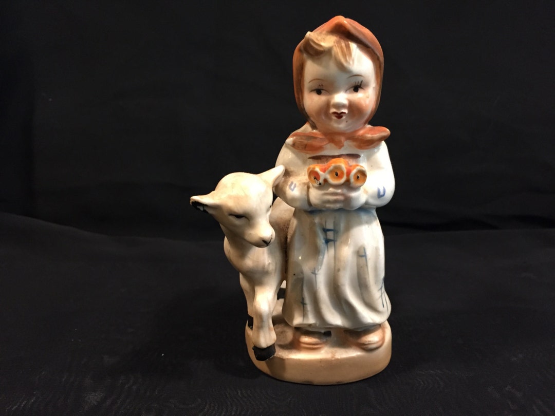 Hummel Like - Made in Occupied Japan - Girl Holding Flowers and Lamb ...