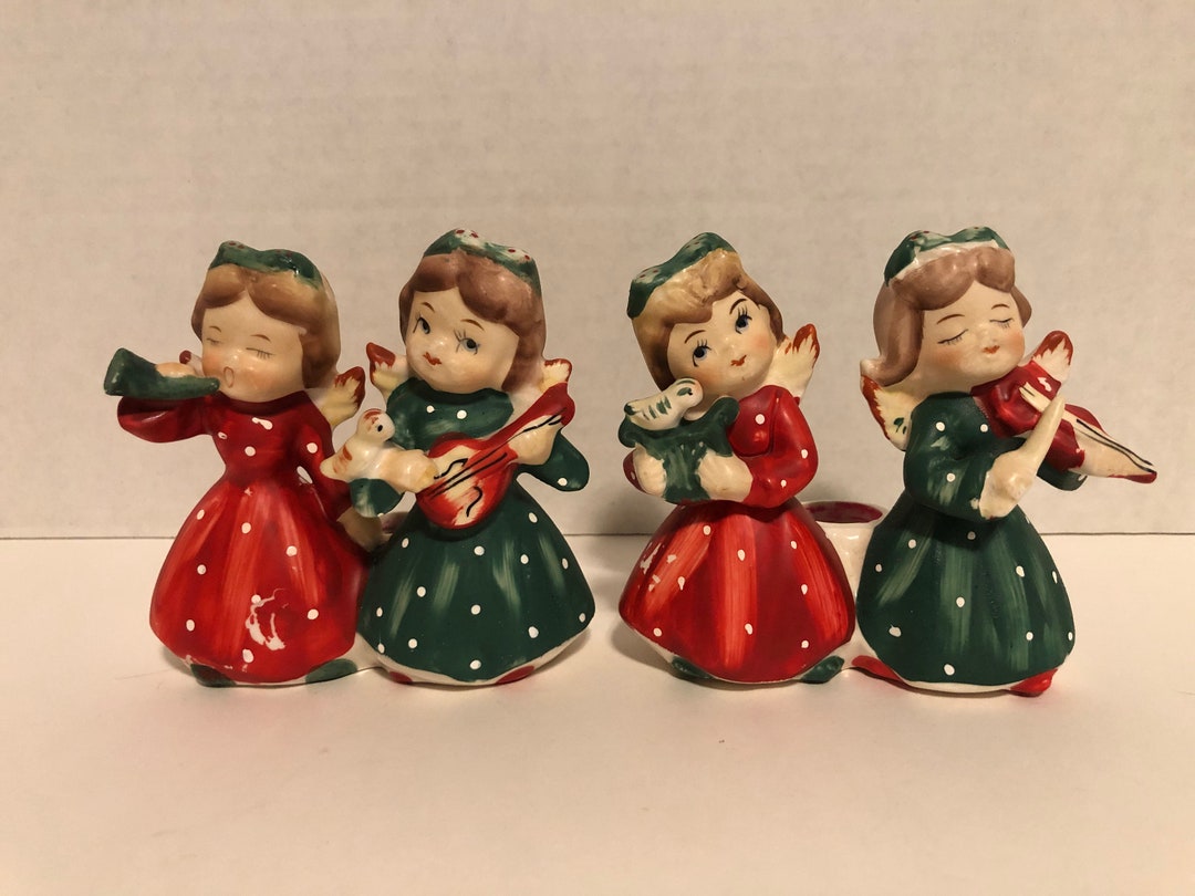 Commodore Christmas Angle Playing Instruments Candlestick Holders Set ...