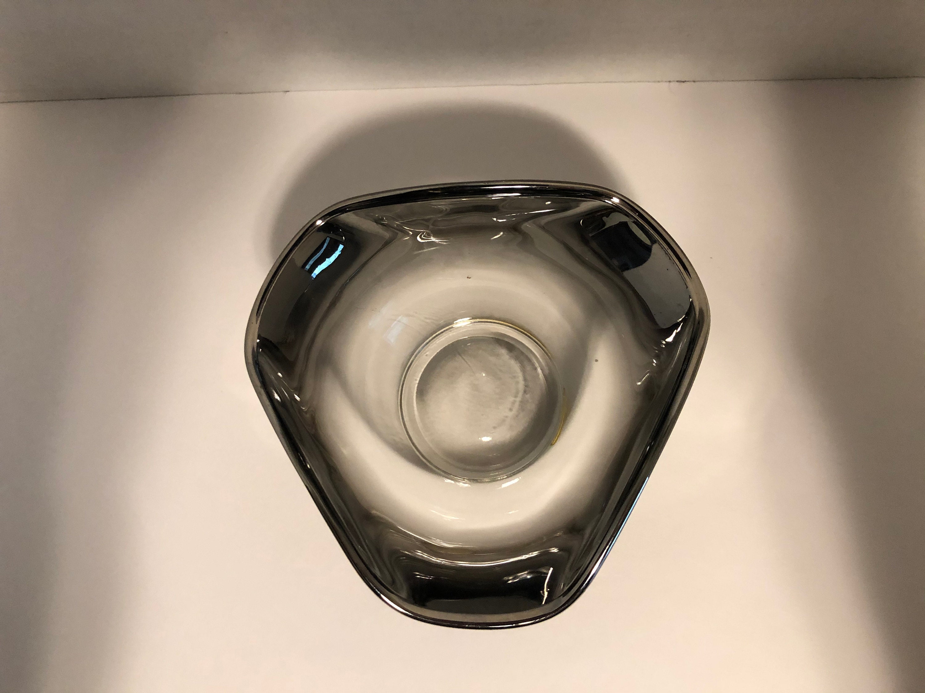 Vitreon Queen's Lusterware Silver Fade Ombre Bowl With Chrome Base - Etsy