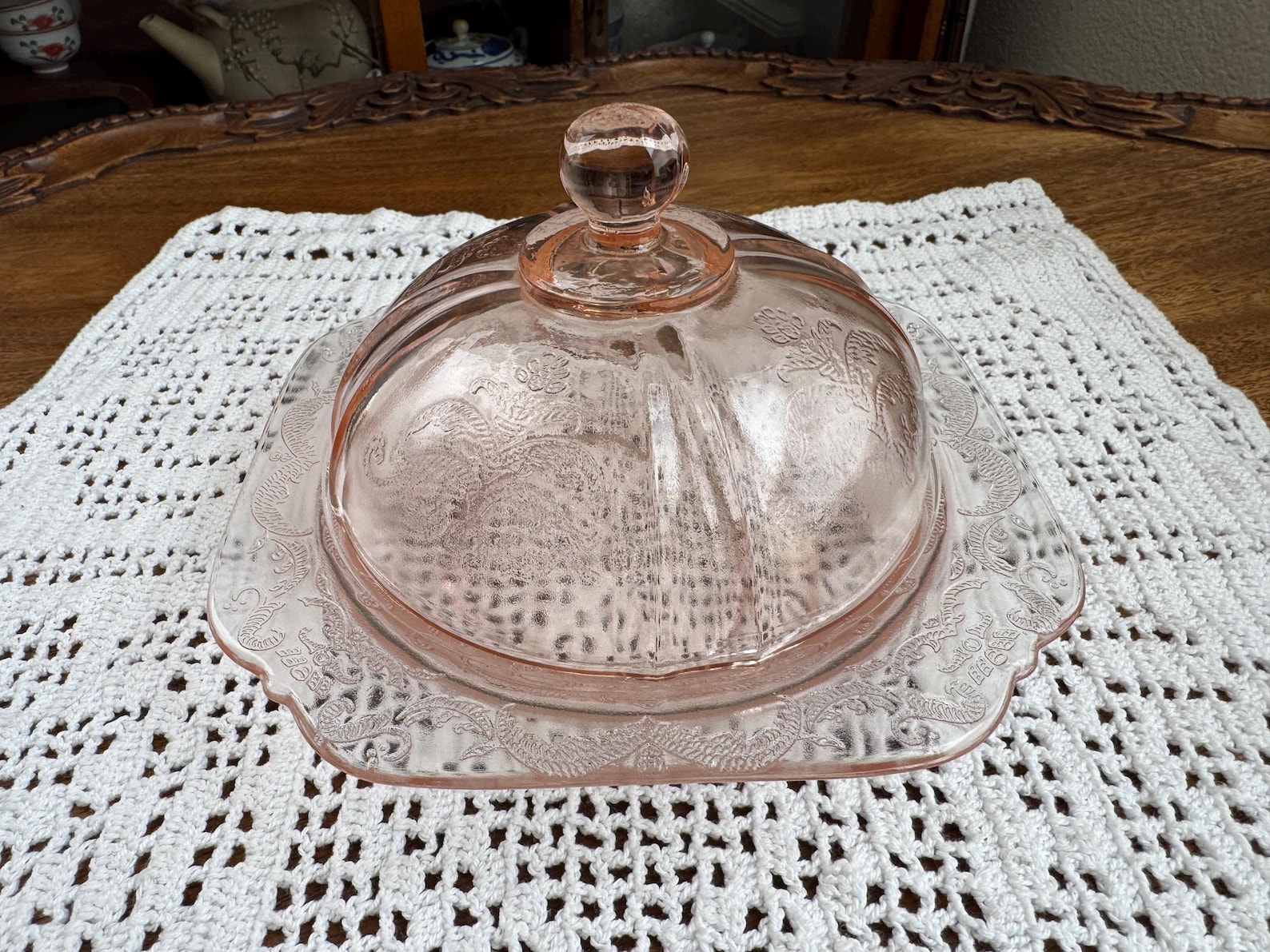 Indiana Glass - Pink - Recollection/madrid Pattern Covered Butter Dish ...