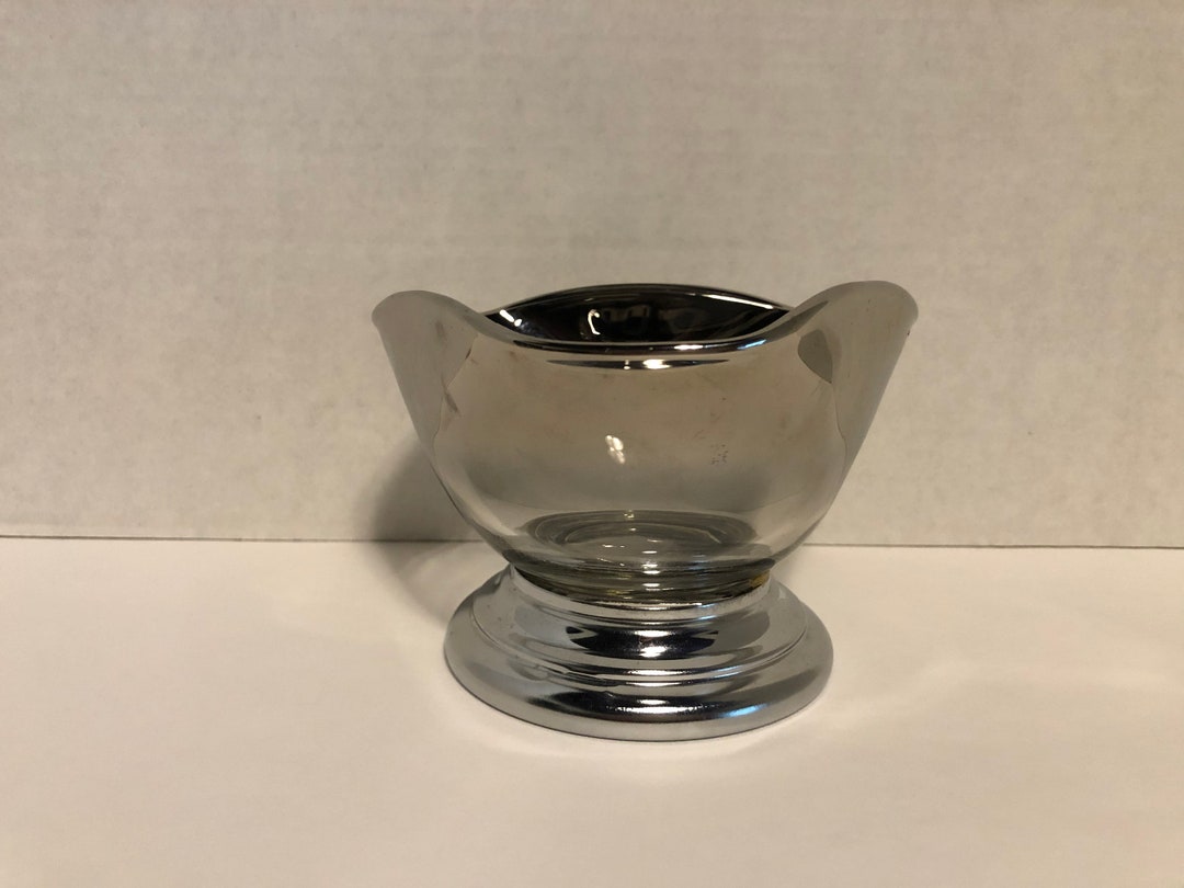 Vitreon Queen's Lusterware Silver Fade Ombre Bowl With Chrome Base - Etsy