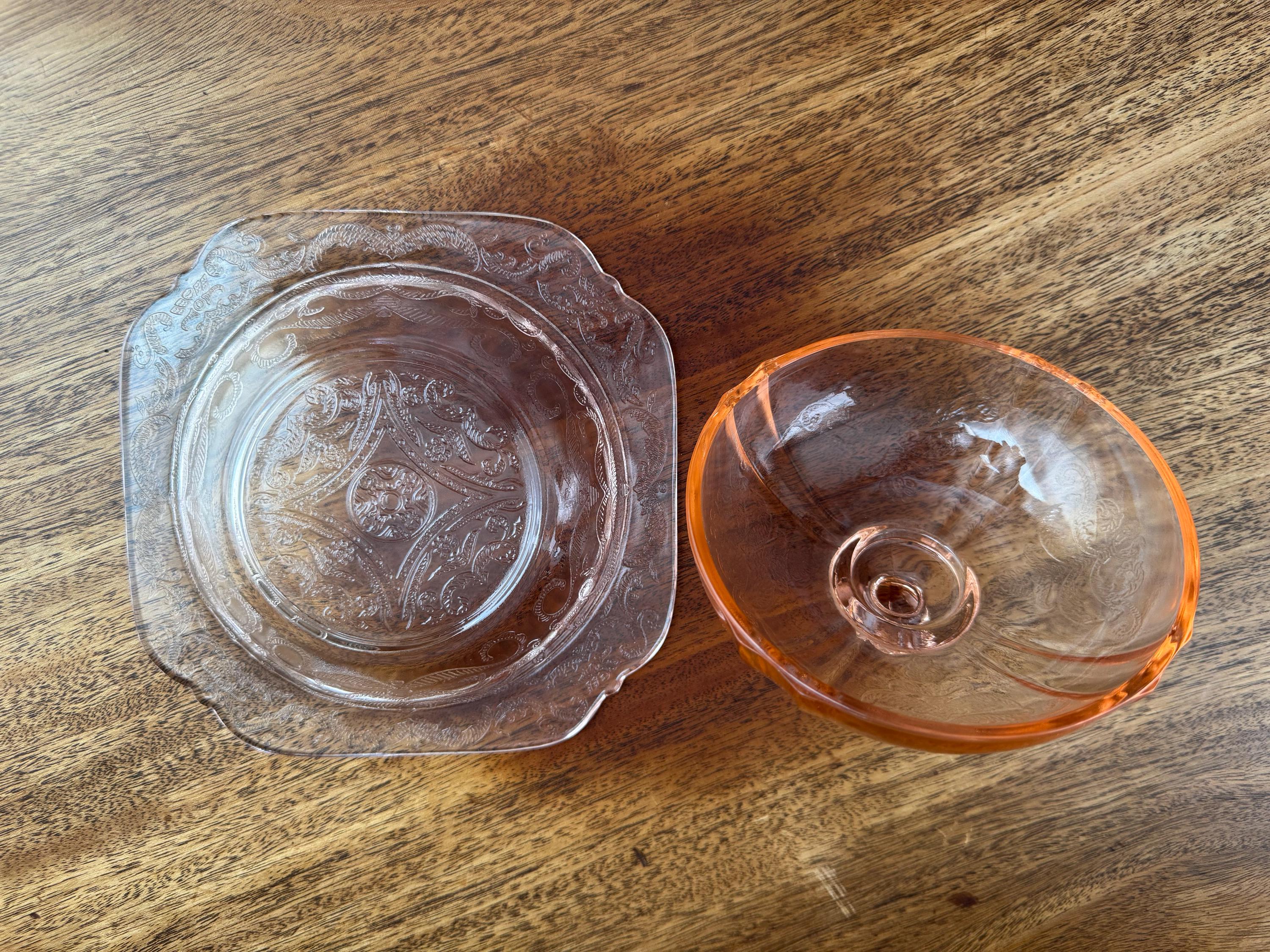 Indiana Glass - Pink - Recollection/madrid Pattern Covered Butter Dish ...