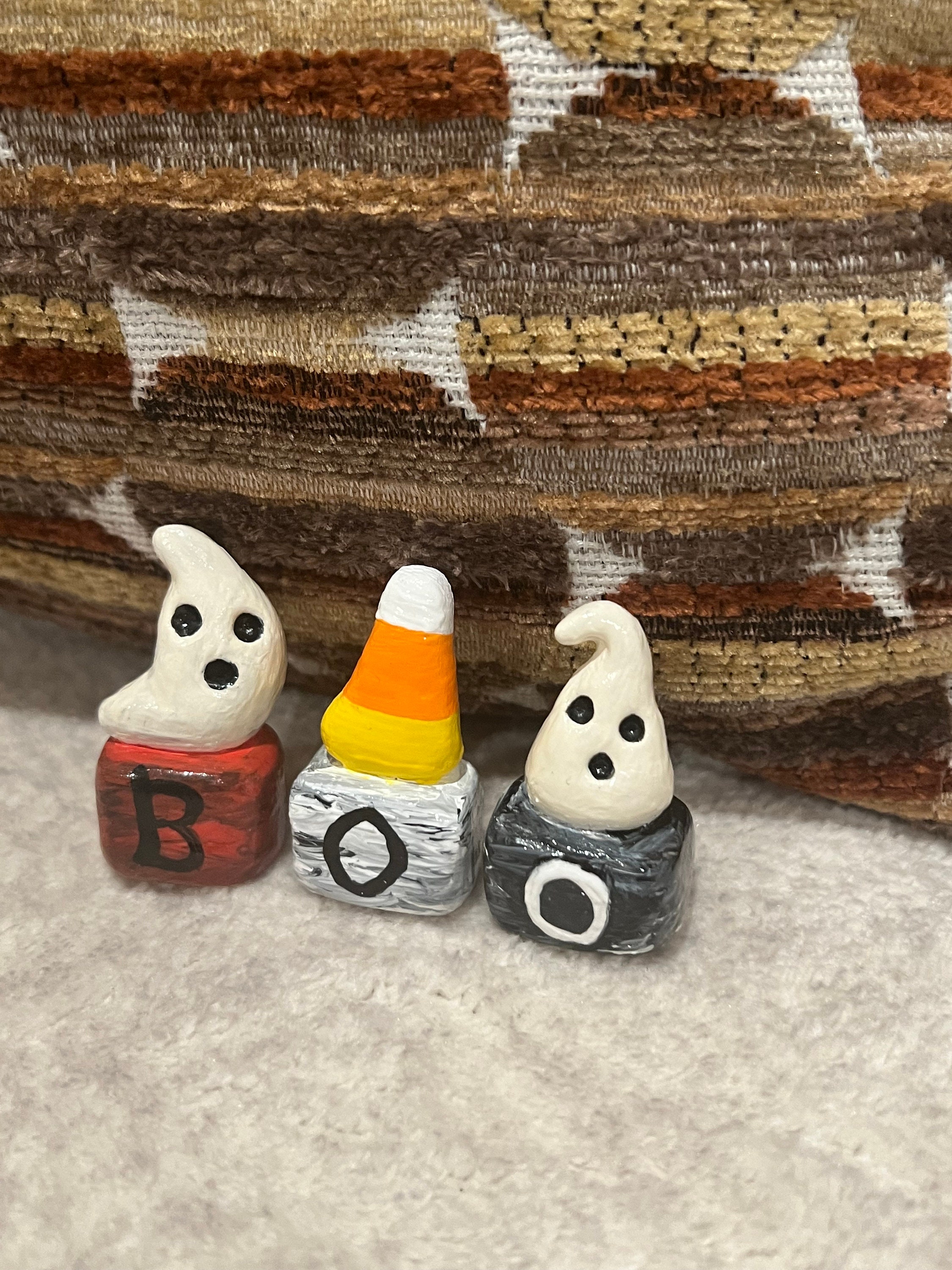 Boo Ghost Miniature Set, Polymer Clay Figurine, Halloween, Decoration ...