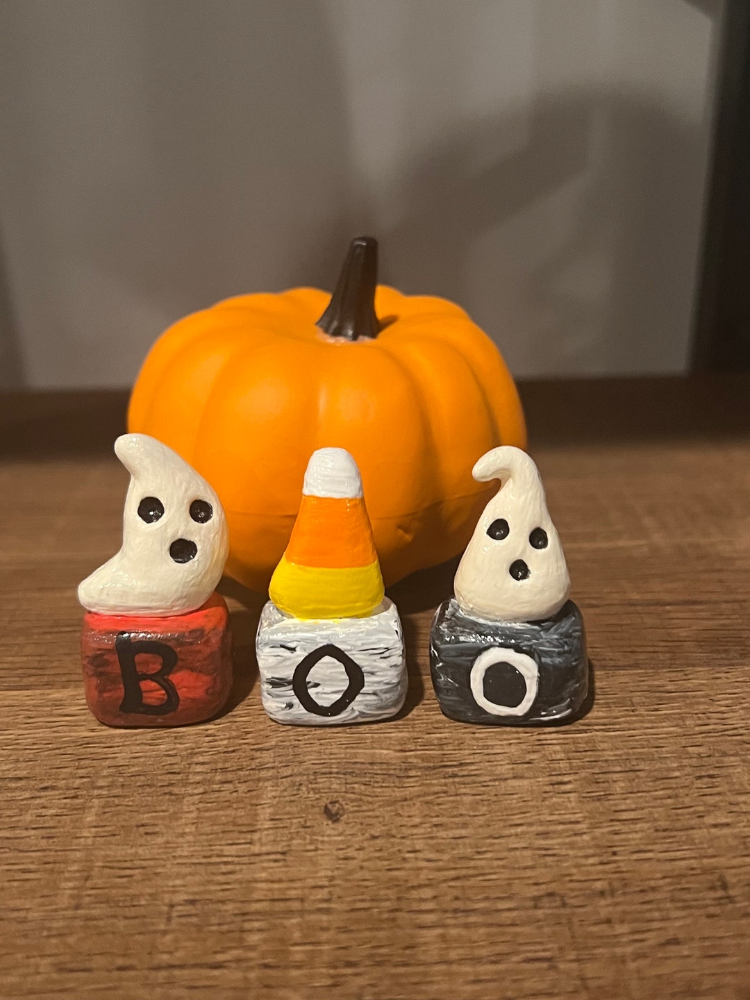 Boo Ghost Miniature Set, Polymer Clay Figurine, Halloween, Decoration ...