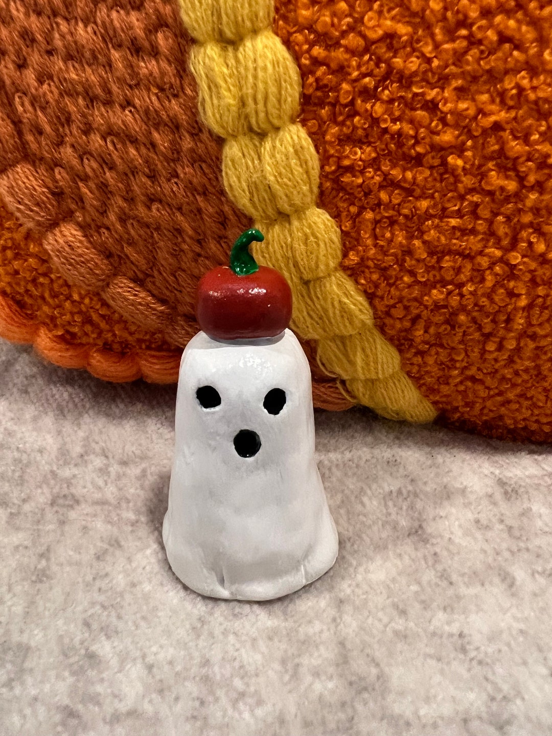Ghost Holding Pumpkin on Head, Polymer Clay Figurine, Halloween ...