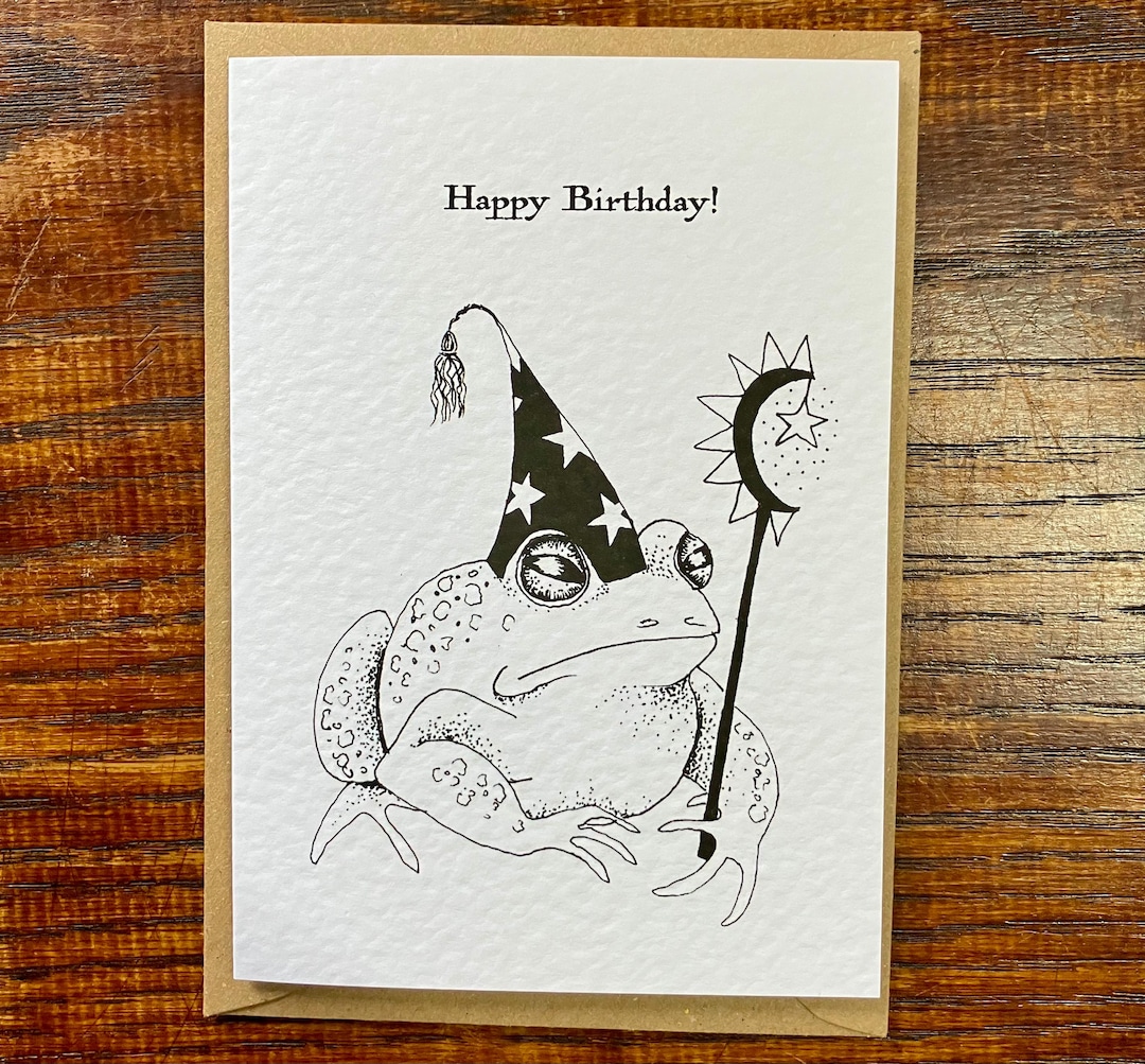 Wizard Toad Birthday Card: Minimalist Pen Illustration - Etsy