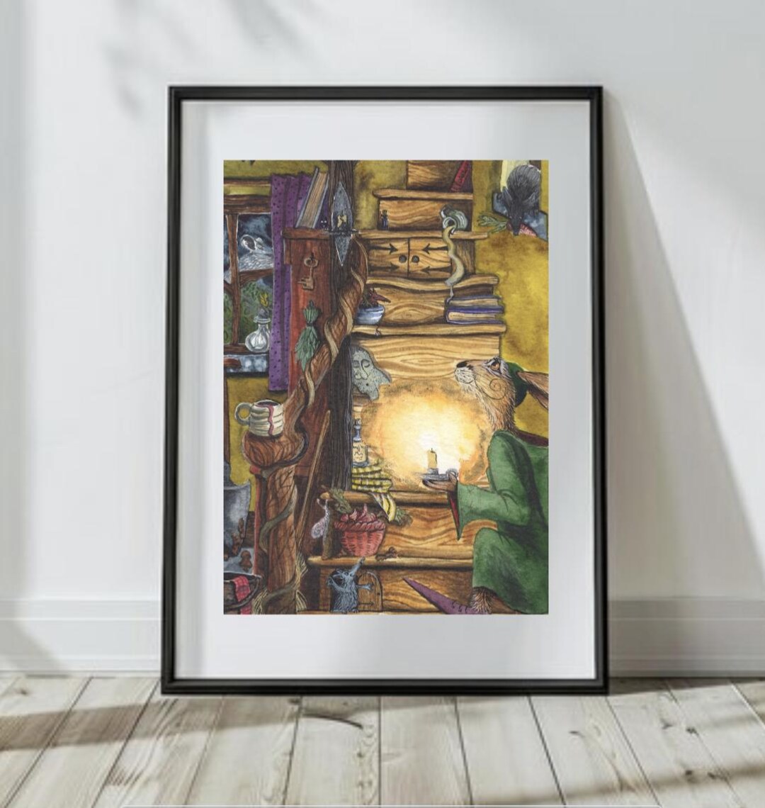 Cottagecore Stairs Art Print: Vintage Style Watercolor Illustration - Etsy