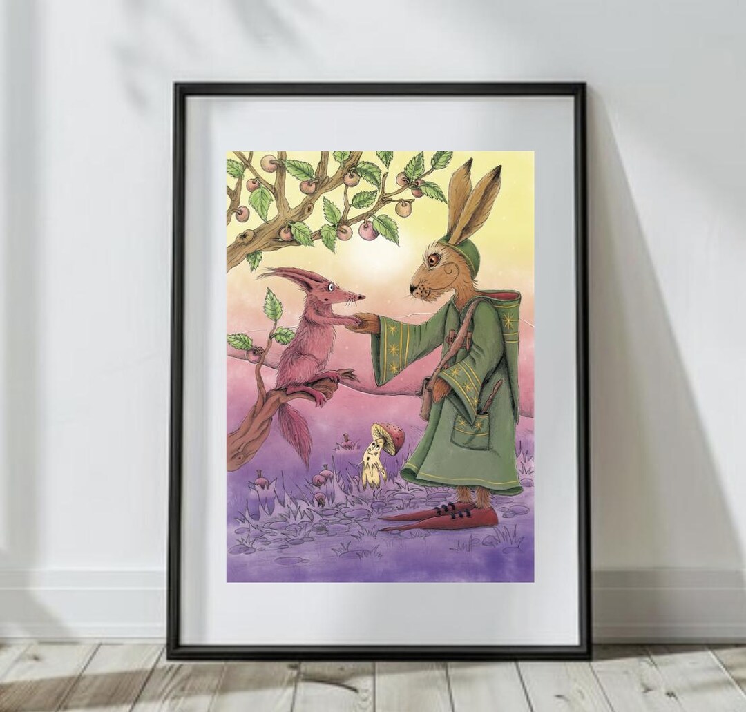 Magical Fireflies Art Print: Matlock the Hare Illustration - Etsy