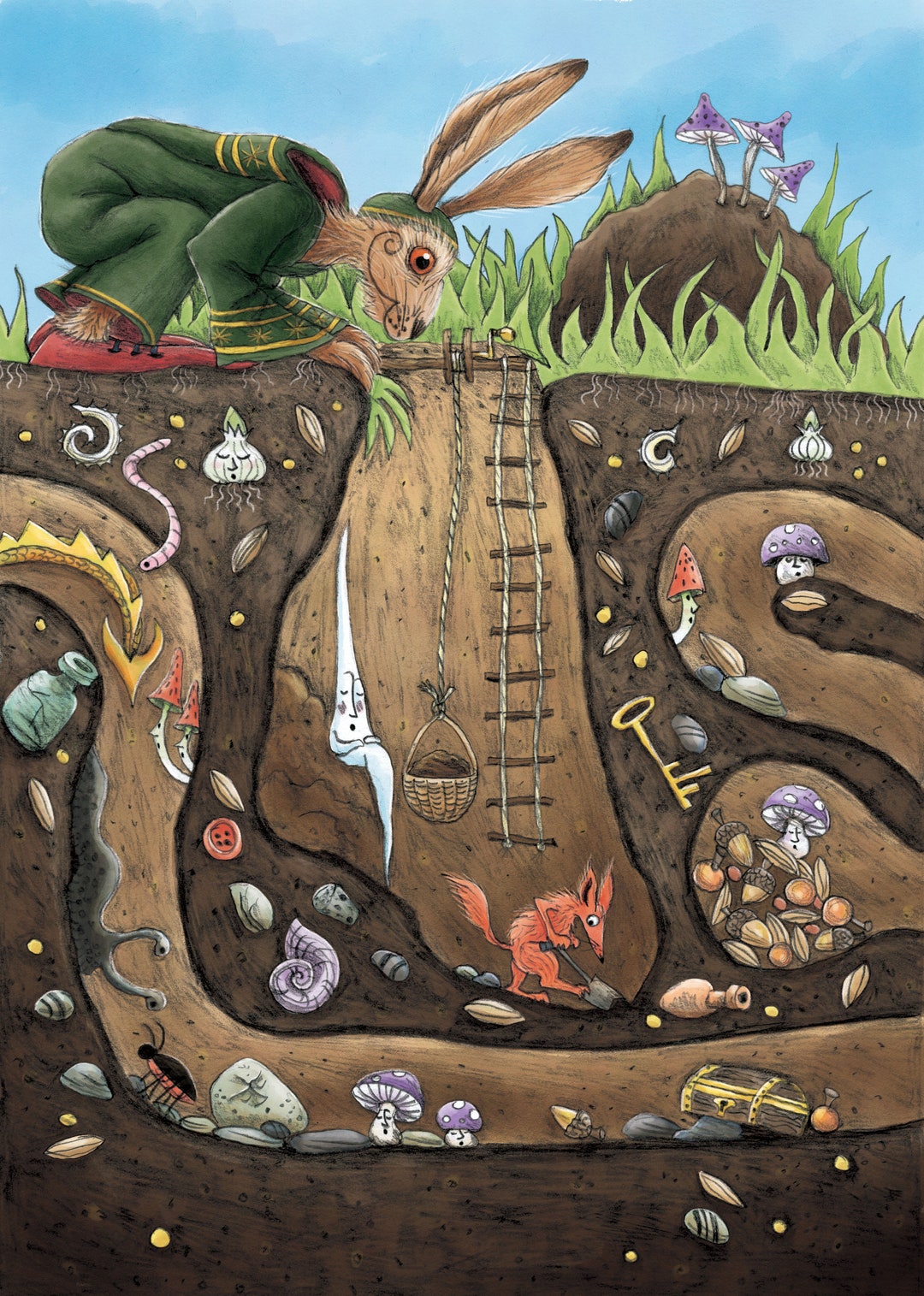 Dig Deep, A3/4/5 Signed Art Print Under the Ground, Matlock the Hare ...