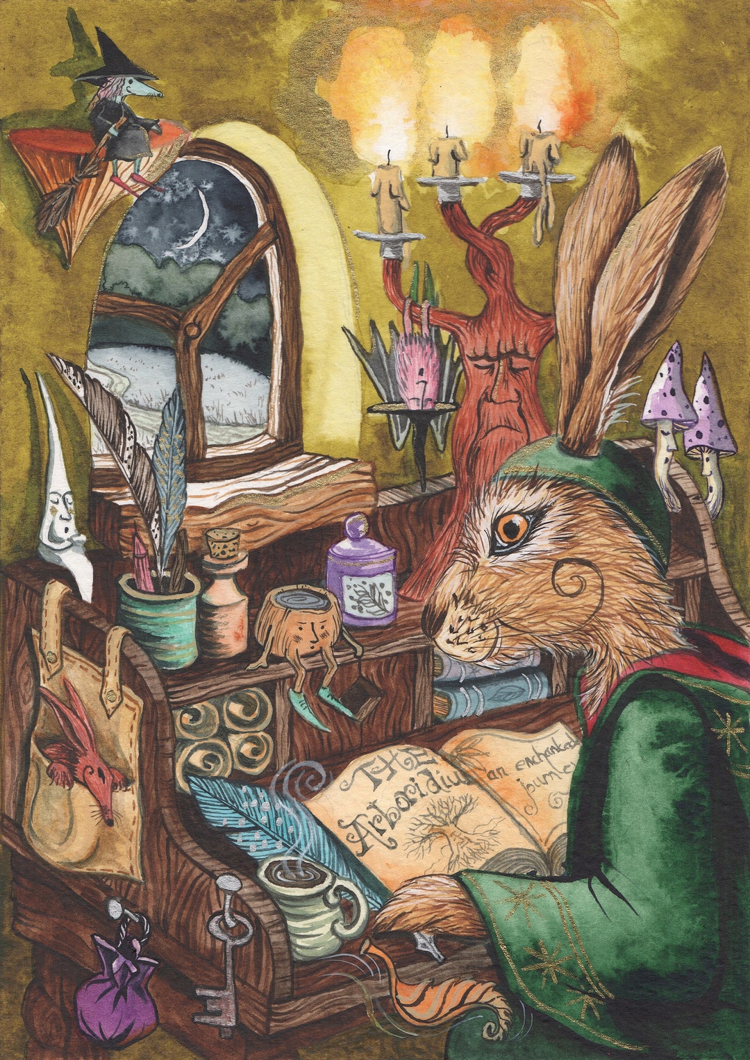 Matlock's Study, A3/4/5 Signed Art Print Magical Cottage Interior ...