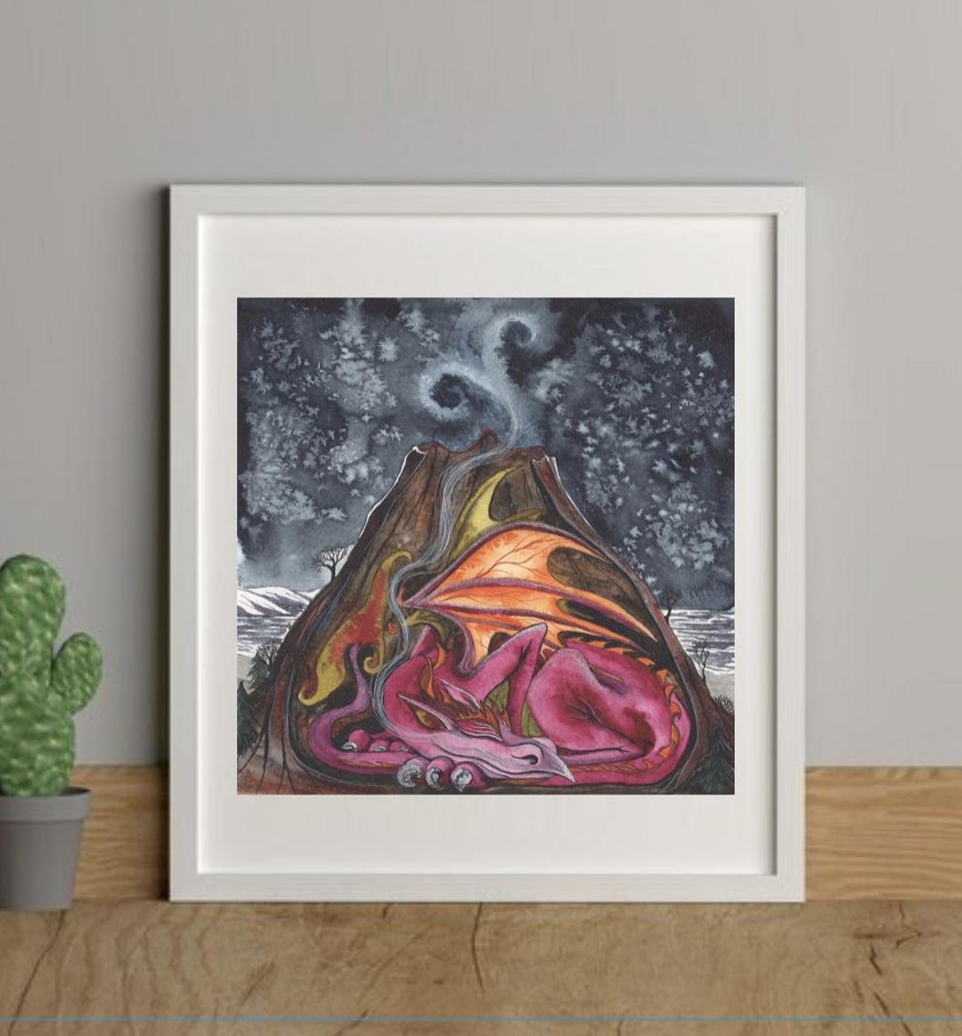 Yefela the Dragon of Foffle Mountain, A4 Square Signed Art Print ...