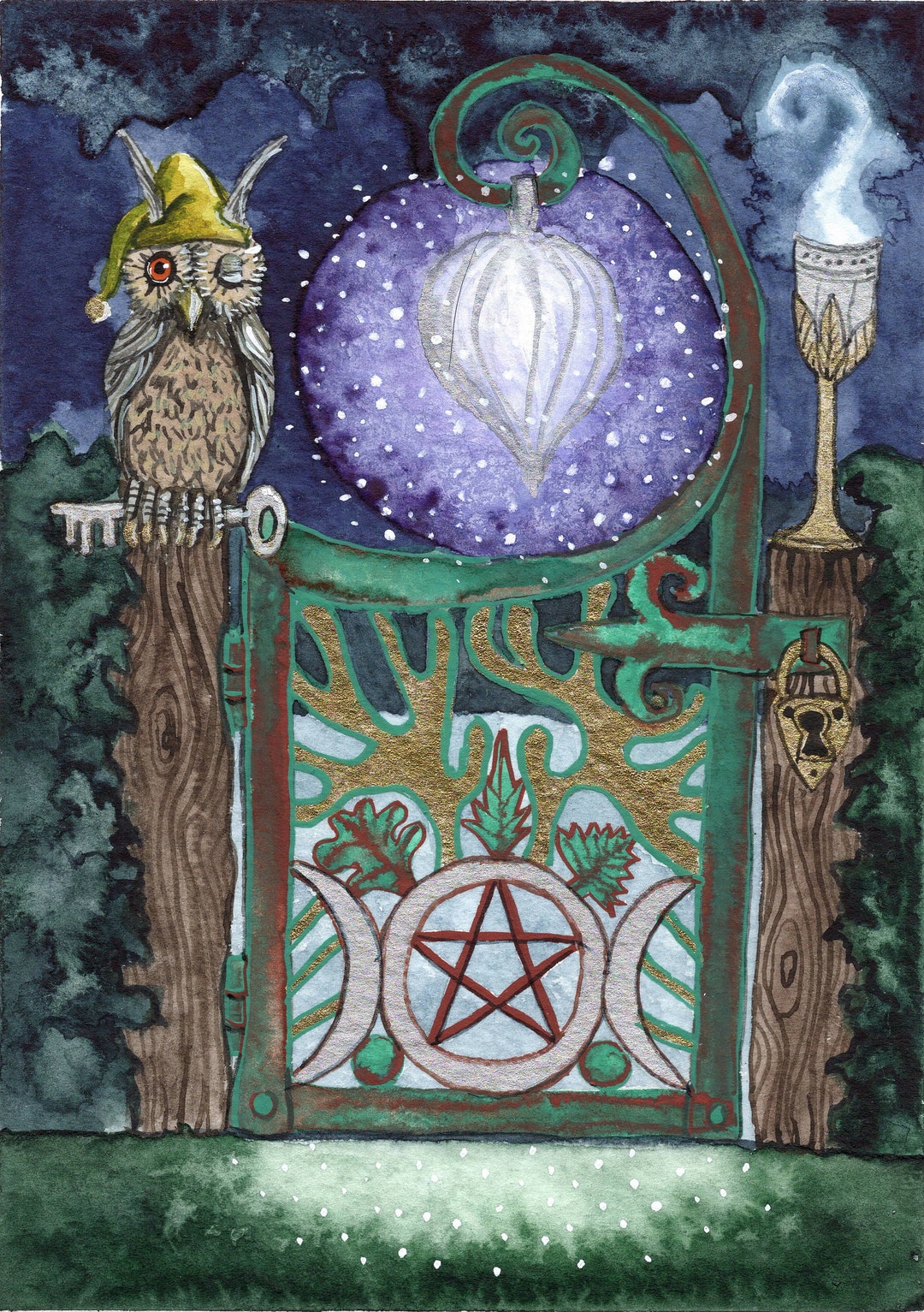 Mindfulness, A3/4/5 Signed Art Print Magical Owl Gate, Matlock the Hare ...