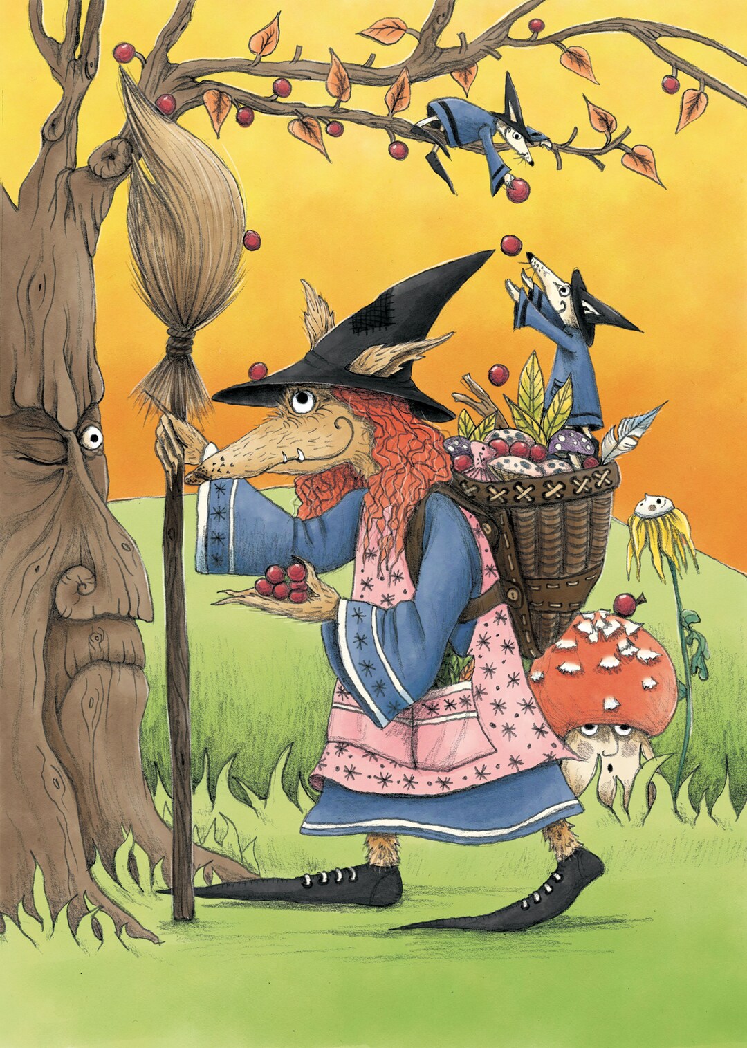 Forage, A3/4/5 Signed Art Print Witch Forager, Autumn, Matlock the Hare ...