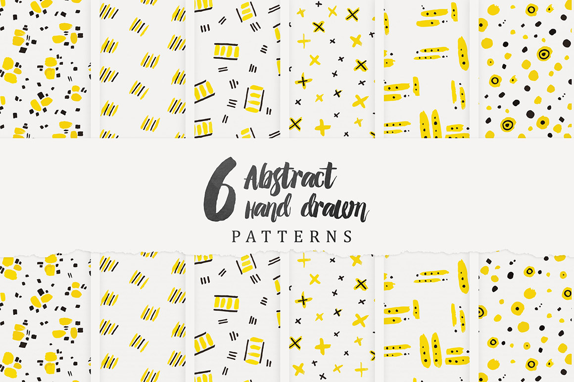 6 Abstract Hand Drawn Pattens Digital File Printable Clipart Instant ...