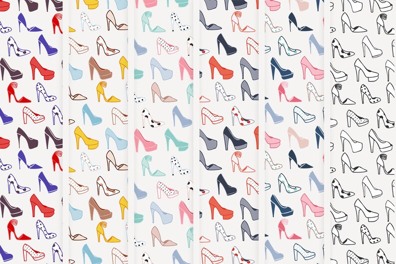 6 Seamless Shoes Patterns Digital File Printable Clipart Instant ...